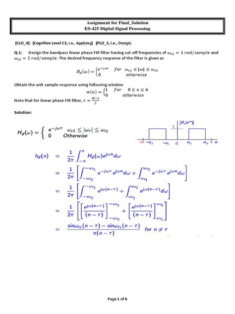Dsp Filter Design Assignment Pdf Filter Signal Processing Digital Signal Processing