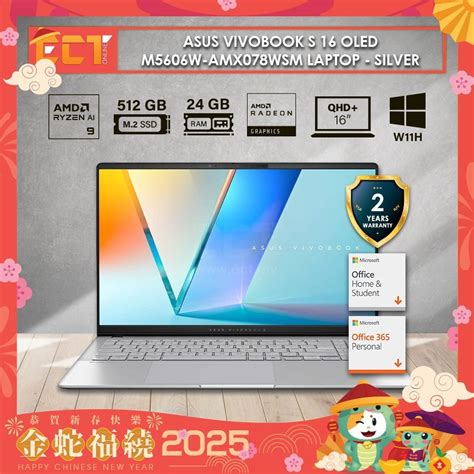 Asus Vivobook S Oled Amx Wsm Amx Wsm Laptop Ryzen Ai Gb Gb Ssd Ati K