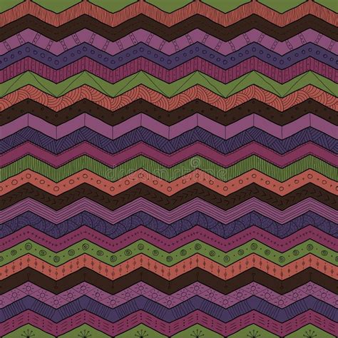 Geometric Multicolor Chevron Or Zig Zag Seamless Tribal Pattern Stock Illustration