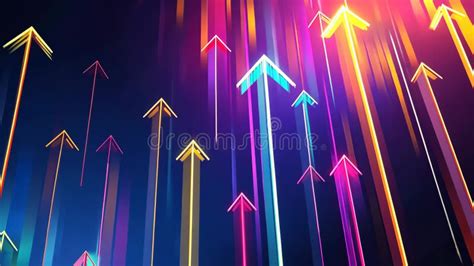 Colorful Neon Arrows Moving Upward In Digital Abstract Background