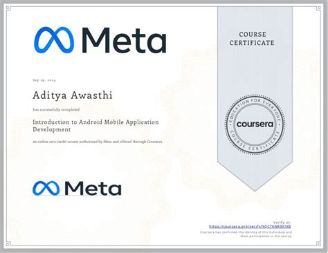 Aditya Awasthi On Linkedin Androiddevelopment Kotlin Meta Coursera Mobileappdevelopment