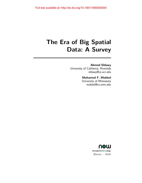 Pdf The Era Of Big Spatial Data A Survey