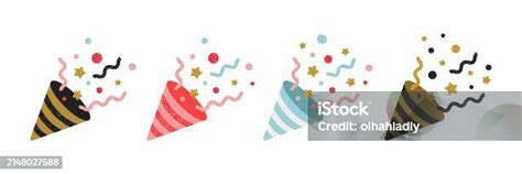 파티 포퍼 모자 생일 축하 크래커 반짝이 색종이 세트가있는 생일 모자 평면 스타일의 벡터 일러스트 레이 션 색종이 조각에 대한 스톡 벡터 아트 및 기타 이미지 Istock