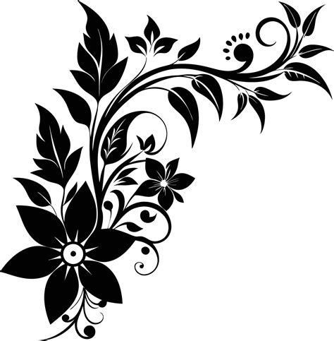 Abstract Floral Corner Design Black And White Illustration 47486420 Vector Art At Vecteezy
