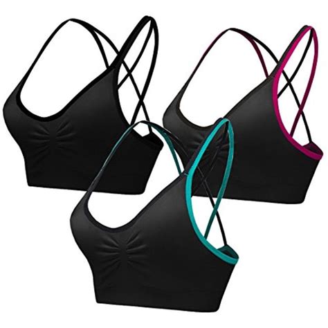 Akamc Womens Criss Cross Back Sports Bra 3 Pack