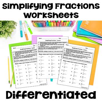 Simplifying Fractions Worksheets Differentiated By Sheila Cantonwine