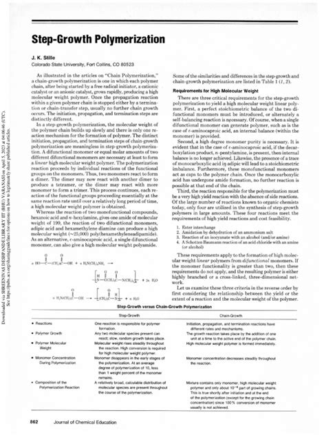 Step Growth Pdf Polymerization Polymers