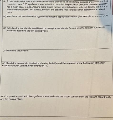 Solved A Data Set Includes Data From Student Evaluations Chegg
