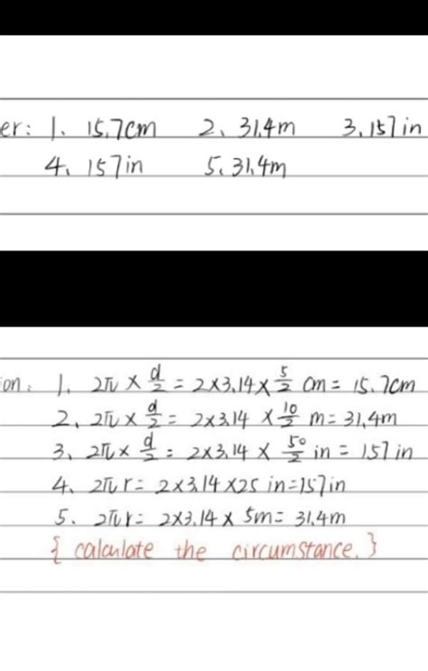 Iii Write The Formula And Solve 2pts Each• 1 D 5 Cm• 2 D 10 M• 3 D 50 In• 4 R 25 In5