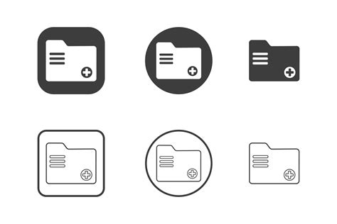 Add Folder Icon Design 6 Variations Isolated On White Background