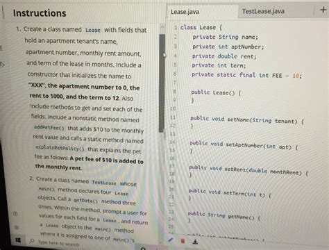 Solved Leasejava Testleasejava 1 Class Lease Private