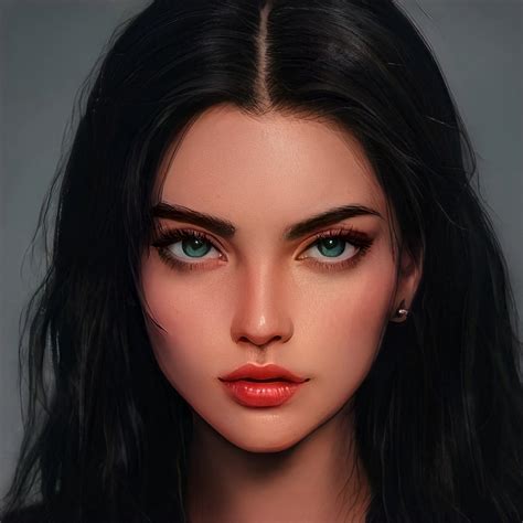 Black Hair Green Eyes Girl