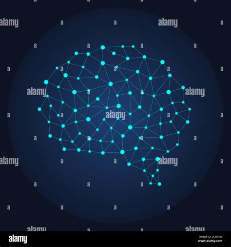 Digital Human Brain From Nodes And Connections Futuristic Neural Network Vector Geometric