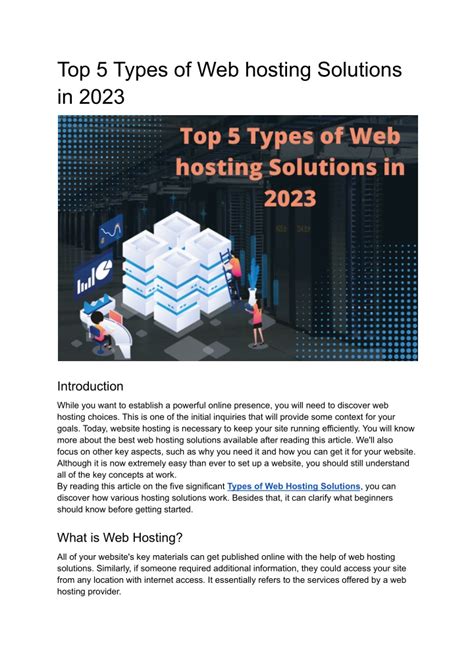 Ppt Top 5 Types Of Web Hosting Solutions In 2023 Powerpoint