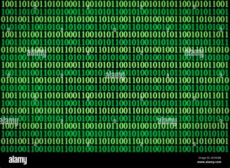 Encrypted Binary Ascii Computer Code On Black Background Green Binary