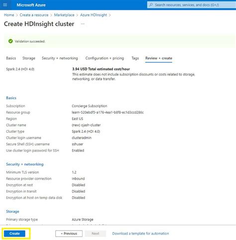 Apache Spark Create Cluster In Azure HDInsight