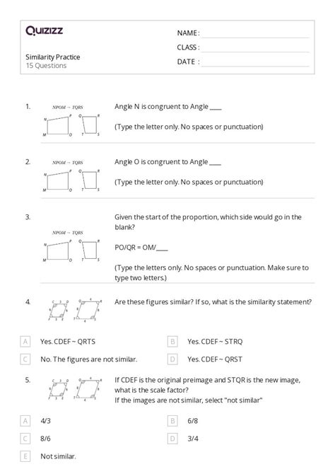 50 Similarity Worksheets For 12th Year On Quizizz Free And Printable