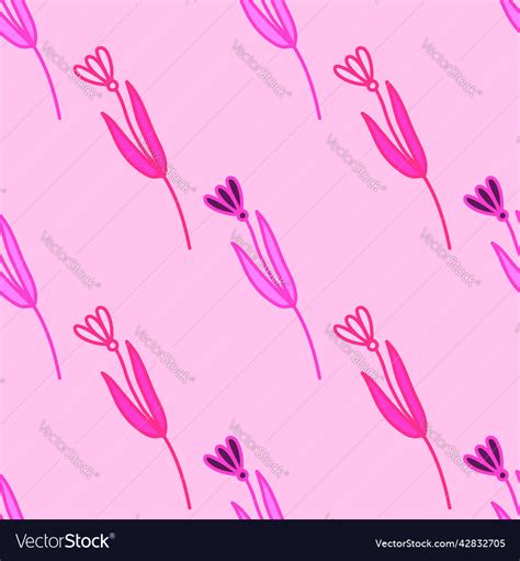 Hand Drawn Flower Seamless Pattern Simple Cute Vector Image