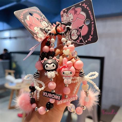 โยซันรุย] น่ารักลูกปัดโทรศัพท์โซ่พวงกุญแจจี้หญิงการ์ตูน ทํานอง เชือก