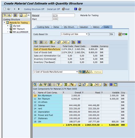 Primary Cost Component Split For Cost Estimation SAP Community