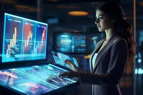 Premium Photo Businesswoman Analyzing Sales Data On A Generative Ai