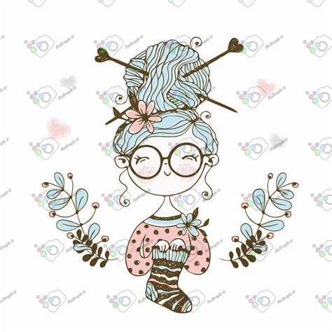 وکتور کودکانه دختر بافنده کد 11125 عکس گراف
