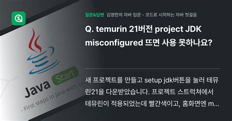 Temurin 21버전 Project Jdk Misconfigur 인프런 커뮤니티 질문and답변
