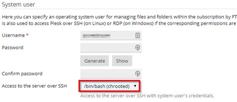plesk onyx how to enable ssh access per hosting conetix