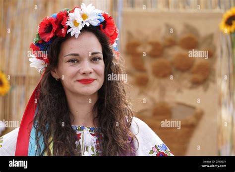 Anastasiia Sakhnenko From Kyiv Celebrating Ukraine Independence Day Outside Belfast City Hall