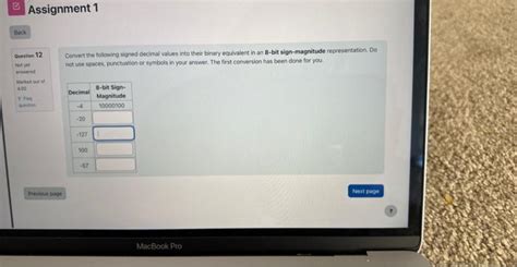 Solved Convert The Following Signed Decimal Values Into