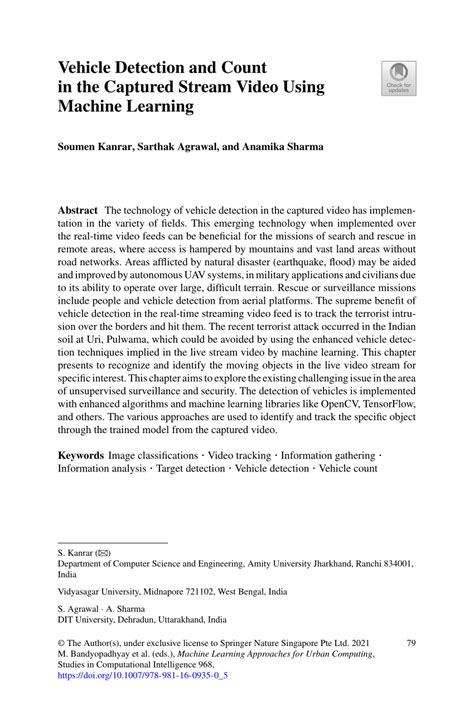 Pdf Vehicle Detection And Count In The Captured Stream Video Using Machine Learning