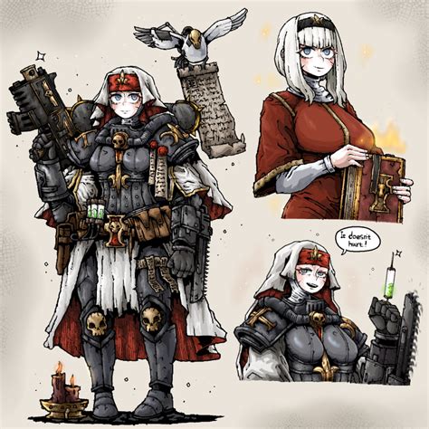 Safebooru 1girl Adepta Sororitas Armor Bird Bolter Book Breasts