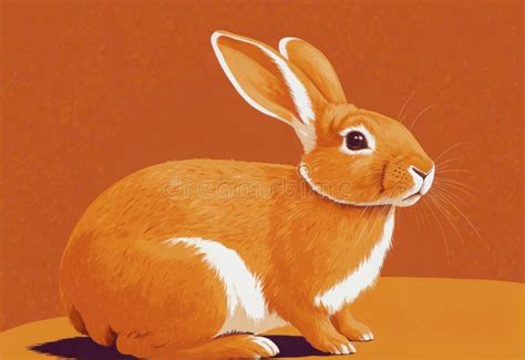 Rabbit Illustration Watercolor Image Of A Wild Rabbit Cartoon Orange