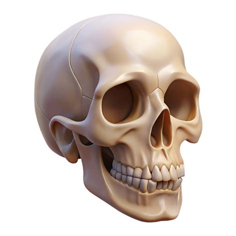 Whimsical Alluring Hyper Specific Professional Render Of A Human Skull With Realistic Bone