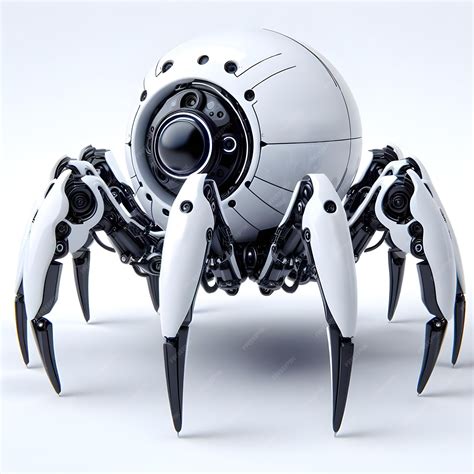 Premium Photo 3d Futuristic Spider Robot Black And White Color With A Camera On Several Sides