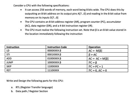 SOLVED Consider A CPU With The Following Specifications It Can Access