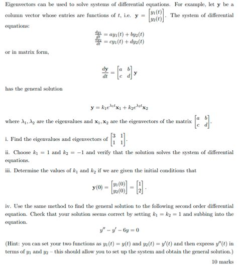 Solved Eigenvectors Can Be Used To Solve Systems Of