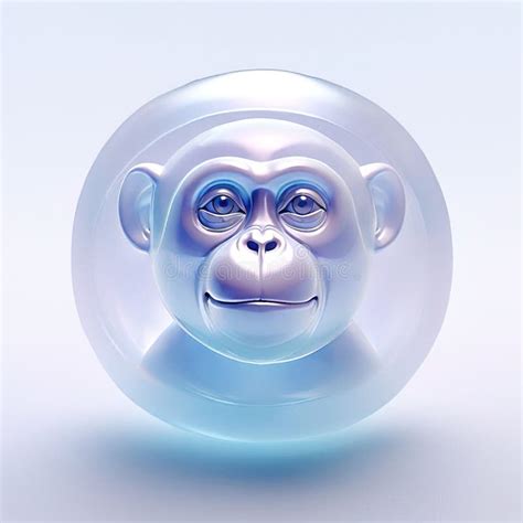 Icon Of Monkey Glossy Glass Style Stock Illustration Illustration Of