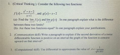 Solved Consider The Following Two Functions F X Chegg