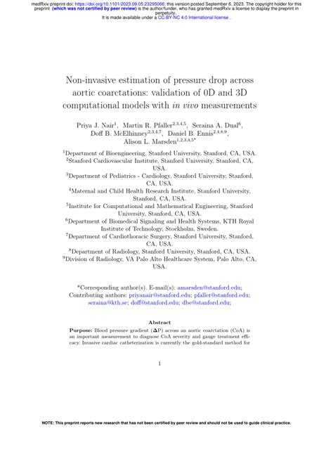 pdf non invasive estimation of pressure drop across aortic