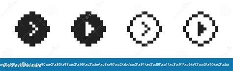 Set Of Pixel Arrows Collection Of Black Cursors 8 Bit Pointers Vector Illustration Stock