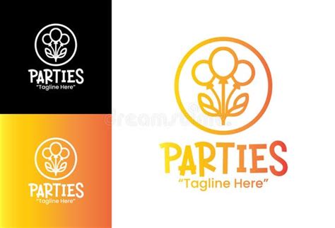 Modern Party Event Logos With Colorful Balloons Stock Vector Illustration Of Eventplanner
