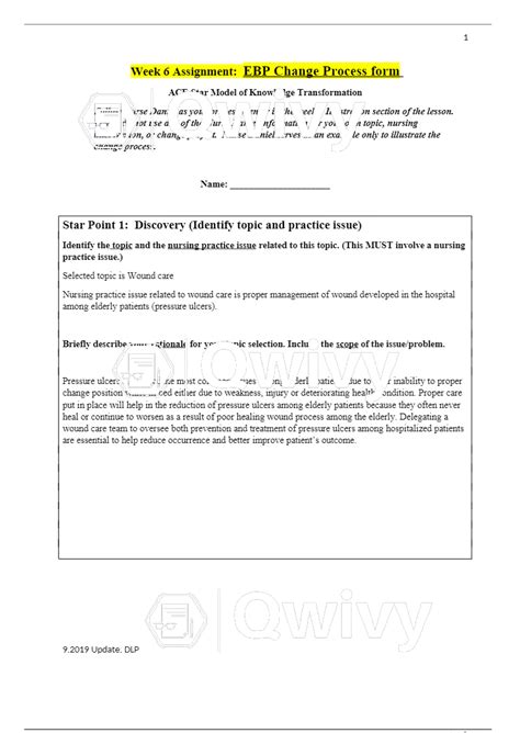 NR 451 Week 6 Assignment EBP Change Process Form DOWNLOAD TO GET THAT