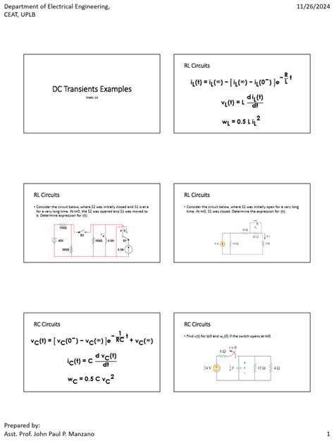 Dc Transients Analysis Short Version 24 25 1s Pdf Damping Analog Circuits