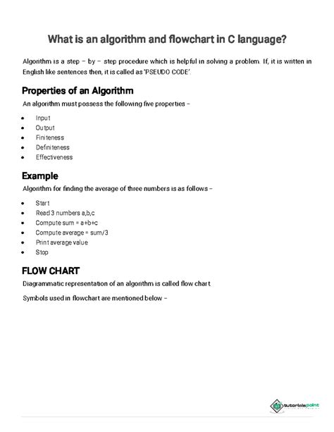 What Is An Algorithm And Flowchart In C Language What Is An Algorithm