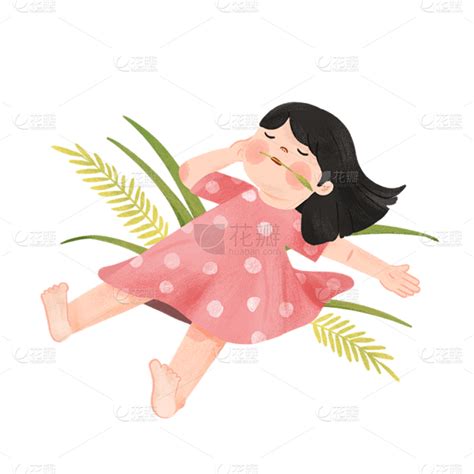 手绘 田野元素 睡觉