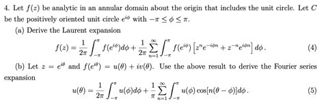solved 4 let f z be analytic in an annular domain about
