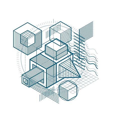 Premium Vector Abstract Design With 3d Linear Mesh Shapes And Figures Vector Isometric