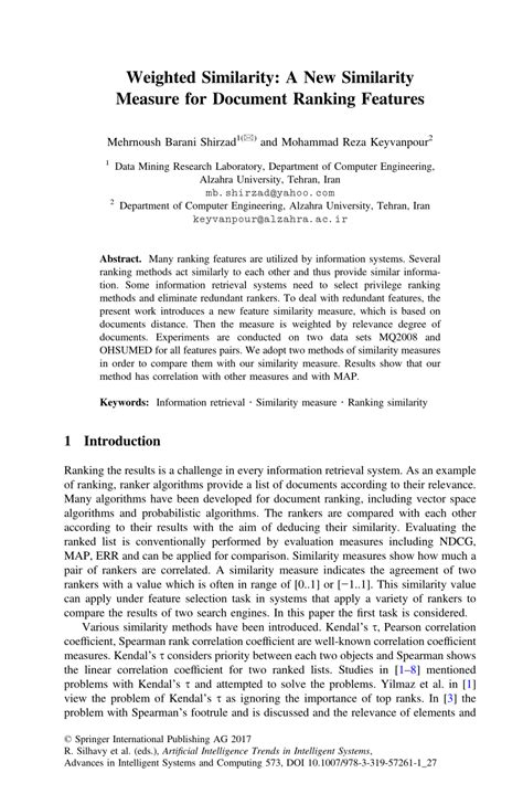 Pdf Weighted Similarity A New Similarity Measure For Document Pdf Weighted Similarity A New Similarity Measure For Document