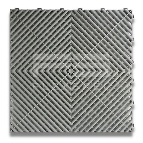 GridFlex Rec Floor Tile 400x400x18mm Steel Grey Recycled PP Flexspec Modular Garage Flooring